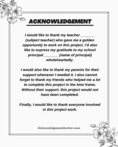 Acknowledgement For Disaster Management Project