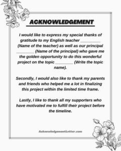 Acknowledgement For English Project (10+ Samples)